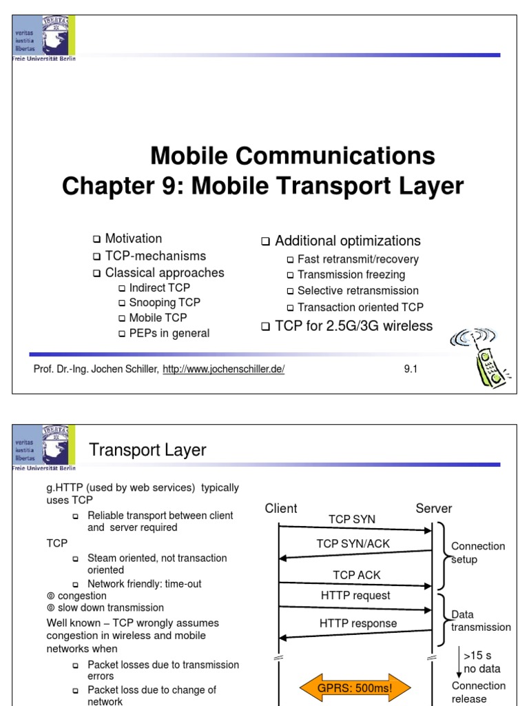 Mobile Communications Chapter 9: Mobile Transport Layer: Additional Optimizations | PDF ...