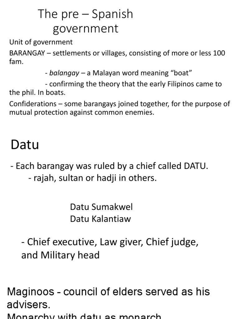 Pre-Spanish Government in the Philippines | PDF | Philippines | Forms ...