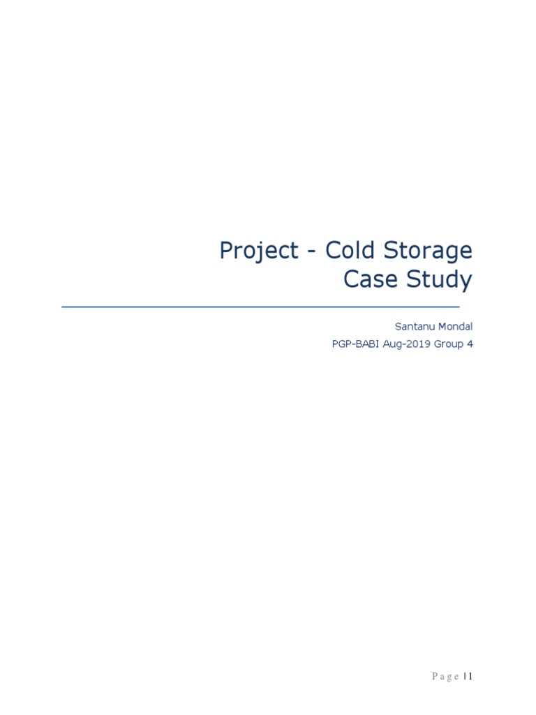 Project - Cold Storage Case Study | PDF | P Value | Statistical ...