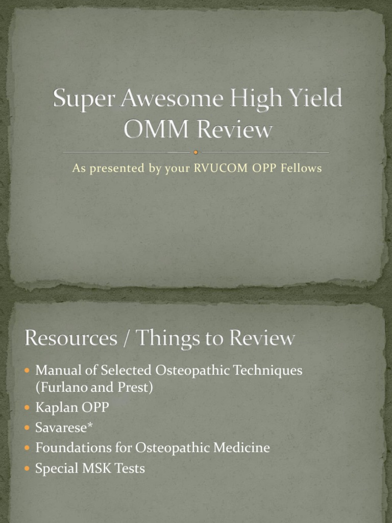 Osteopathic Techniques Review | PDF | Anatomical Terms Of Motion | Vertebra