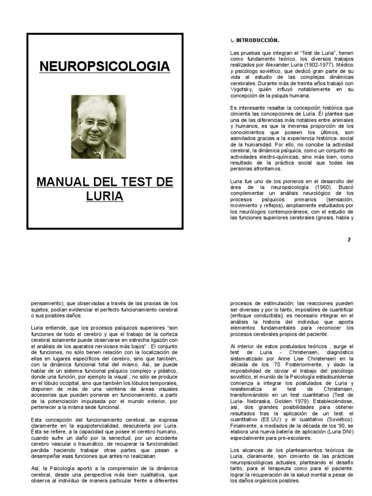 Manual del Test de Luria en Neuropsicología | PDF | Neuropsicología ...