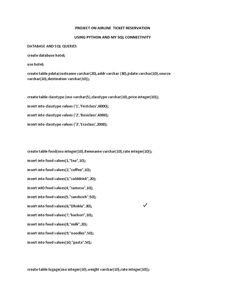 Airline Ticket Reservation Database Project Using Python and MySQL | PDF | Information Retrieval ...
