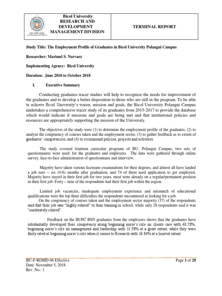 Terminal Report Tracer 3 | PDF | Bachelor's Degree | Graduate School