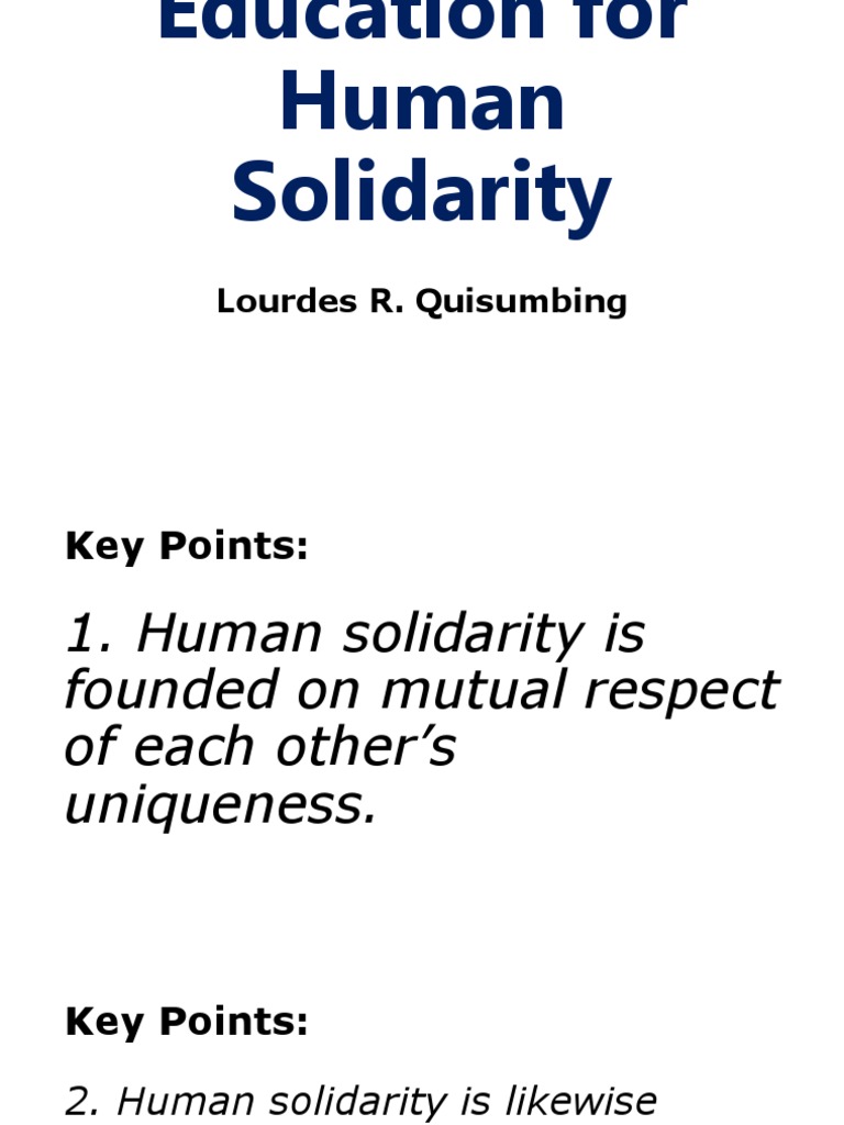 Values Education for Human Solidarity | PDF