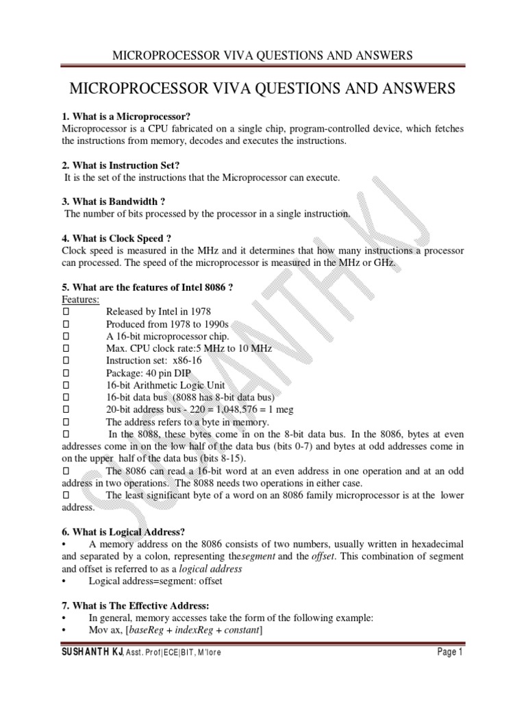 Microprocessor Viva Questions Guide | PDF | Central Processing Unit ...