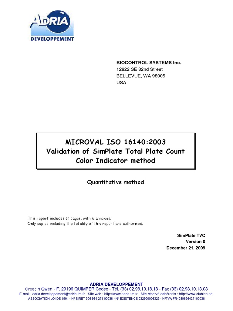 SimPlate TPC-CI MicroVal Report | PDF | Colony Forming Unit | Detection ...