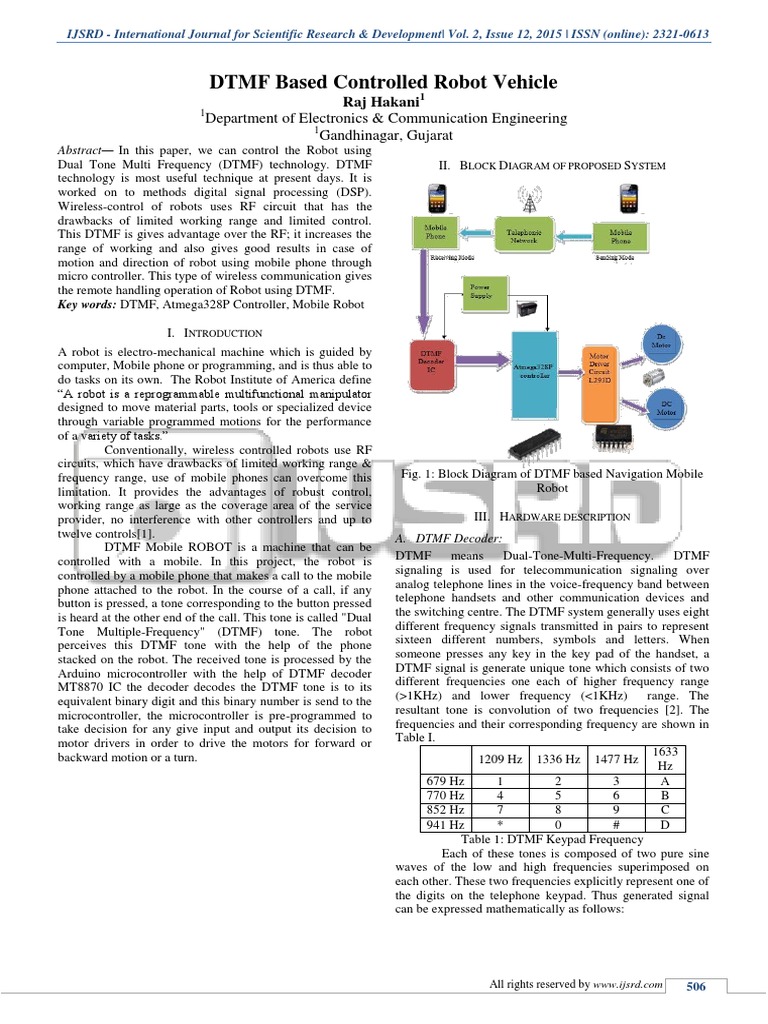 DTMF Based Controlled Robot Vehicle PDF | PDF | Microcontroller ...
