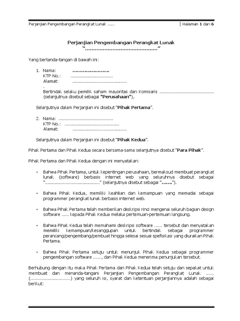 Template Mou Software Development | PDF