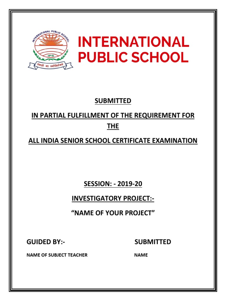 Front Page Chemistry Project | PDF