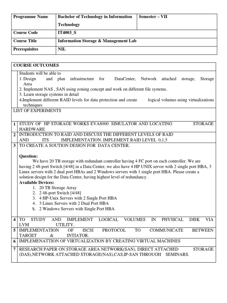 Information Storage Management Lab1 | PDF | Art