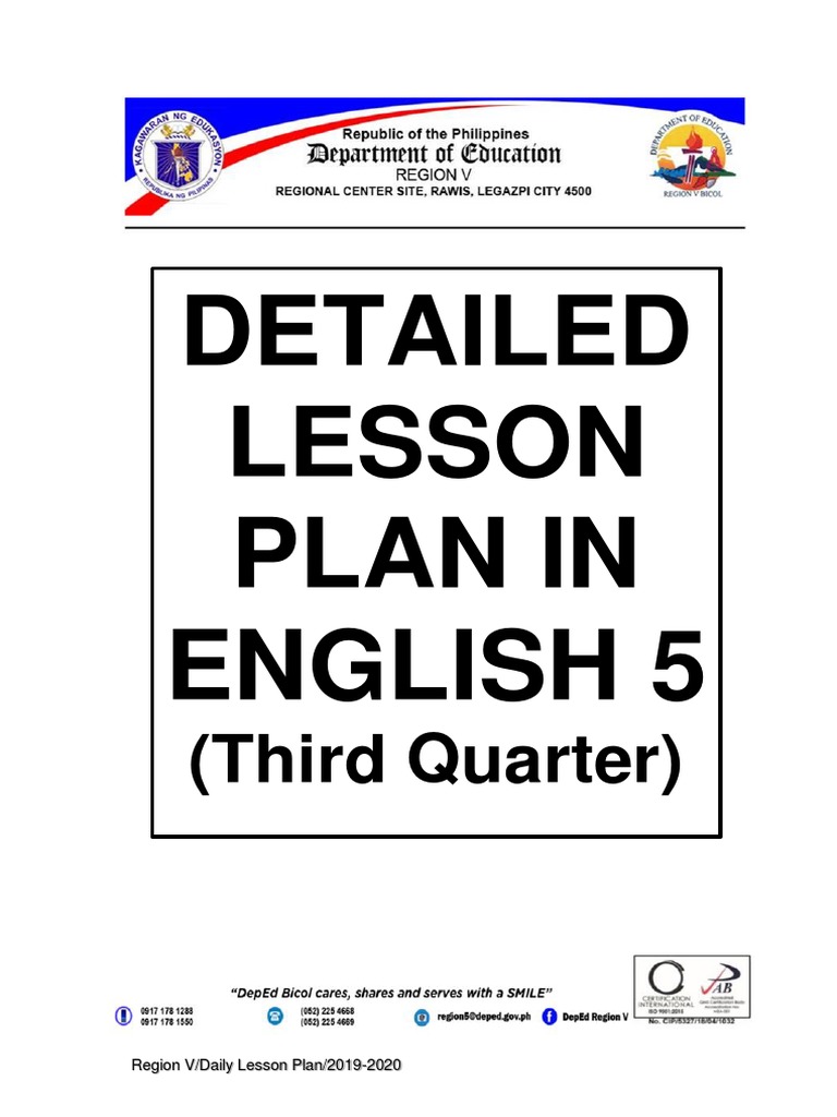 Detailed Lesson Plan: English 5 Q3 | PDF | Lesson Plan | Learning
