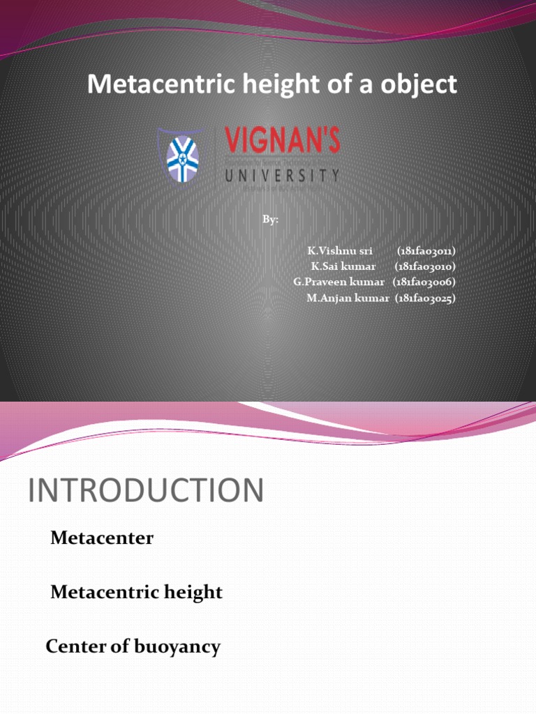 Metacentric Height of A Object | PDF