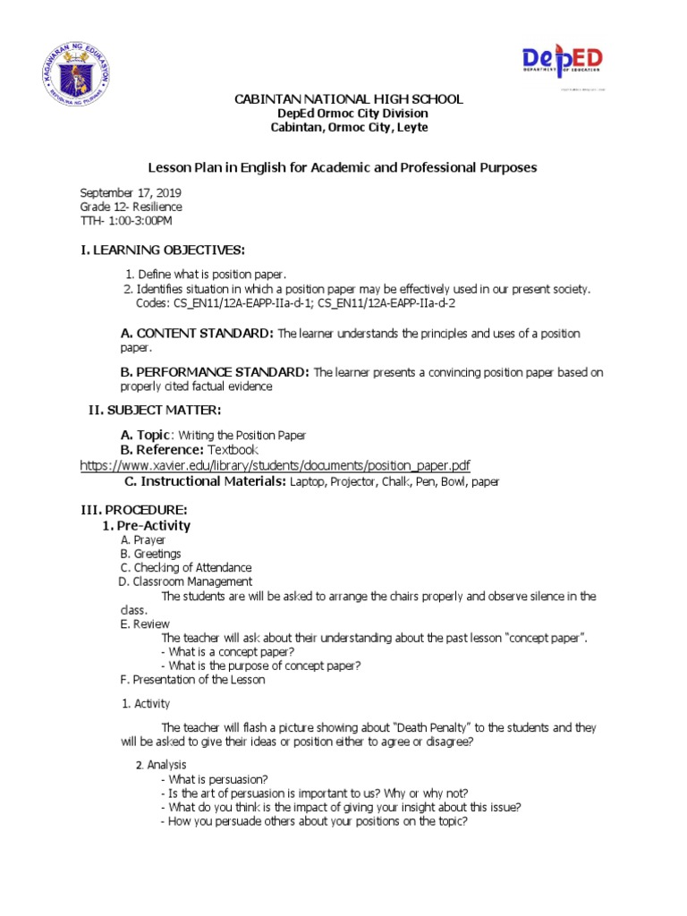 Lesson Plan in Applied English | PDF | Lesson Plan | Essays