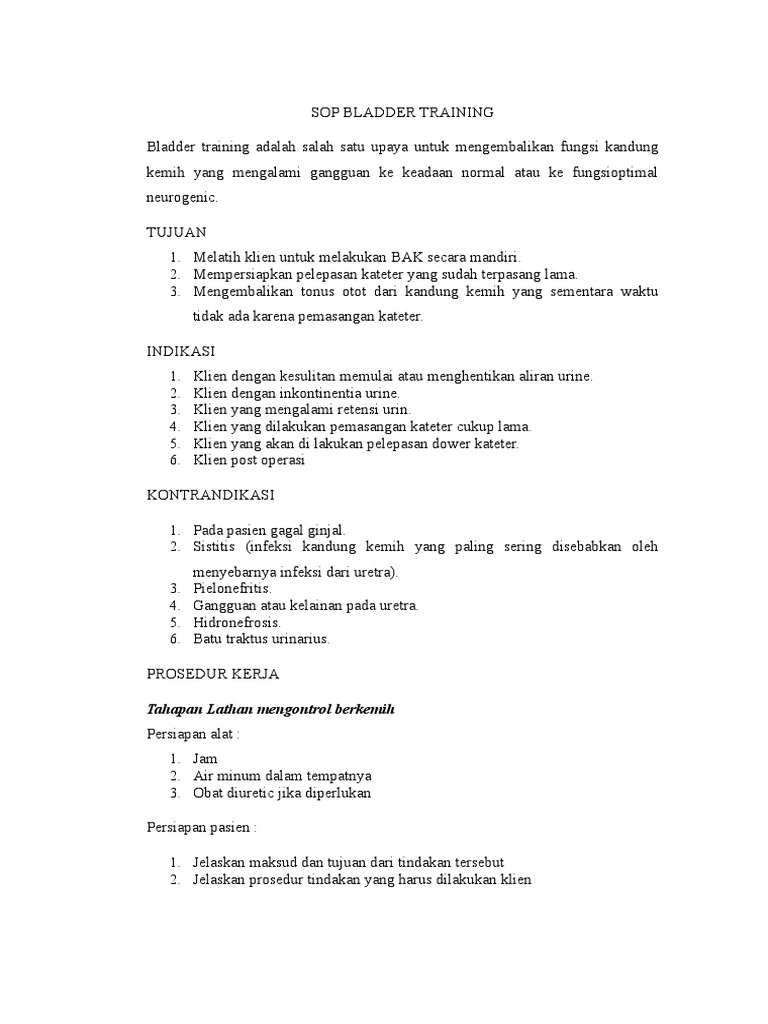 Sop Bladder Training | PDF | Kesehatan Holistik