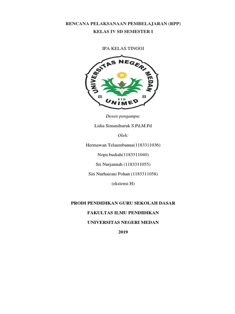 RPP Ipa Kelas 4 Semester 1 | PDF