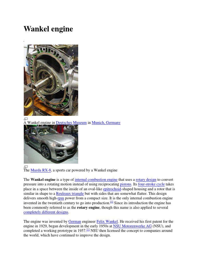 Wankel | PDF | Internal Combustion Engine | Cylinder (Engine)