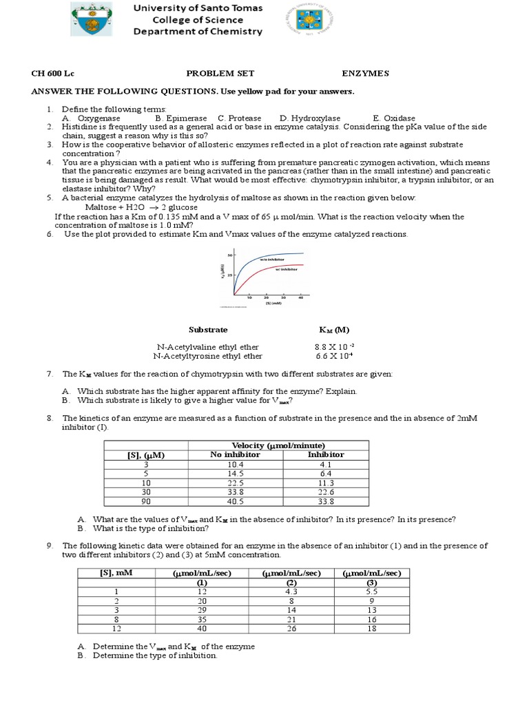 Enzymes Prob Set | PDF | Enzyme Inhibitor | Enzyme