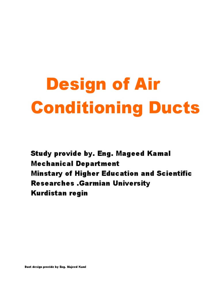 Design of Air Conditioning Ducts | PDF | Duct (Flow) | Hvac