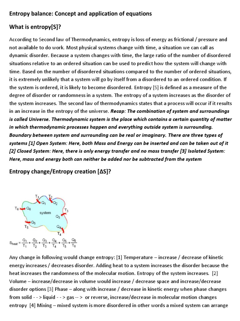 Entropy Balance: Concept and Application of Equations What Is Entropy ...