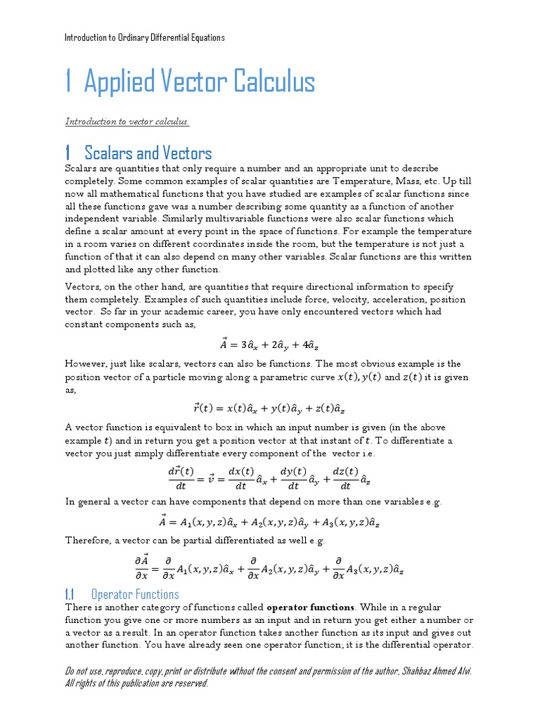 Vector Calculus | PDF | Euclidean Vector | Function (Mathematics)