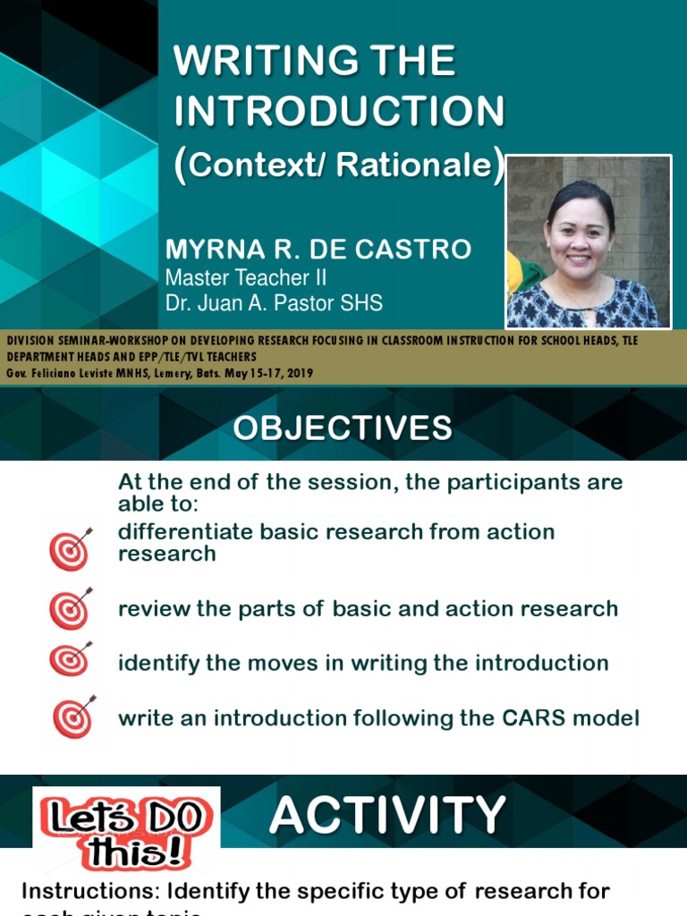 Writing The : Context/ Rationale | PDF | Action Research | Science