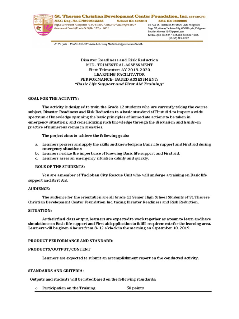 Disaster Readiness and Risk Reduction Mid-Trimestral Assessment First ...