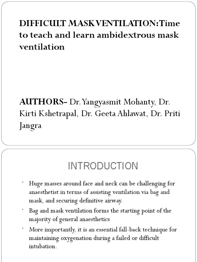 Difficult Mask Ventilation: Time To Teach and Learn Ambidextrous Mask ...