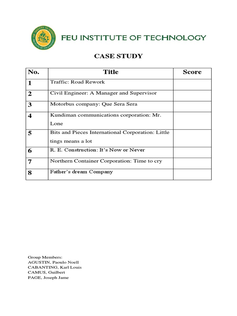 Case Studies For Engineering Management by Roberto Medina | PDF | Road ...