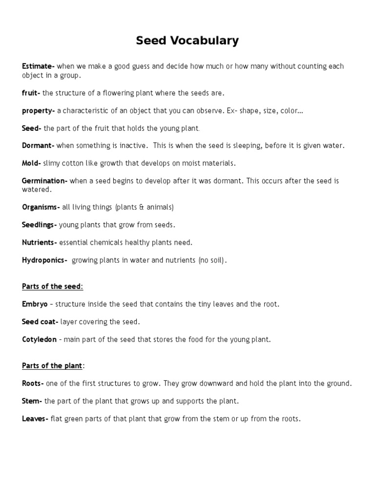 Seed Vocabulary: Object in A Group | PDF | Home & Garden