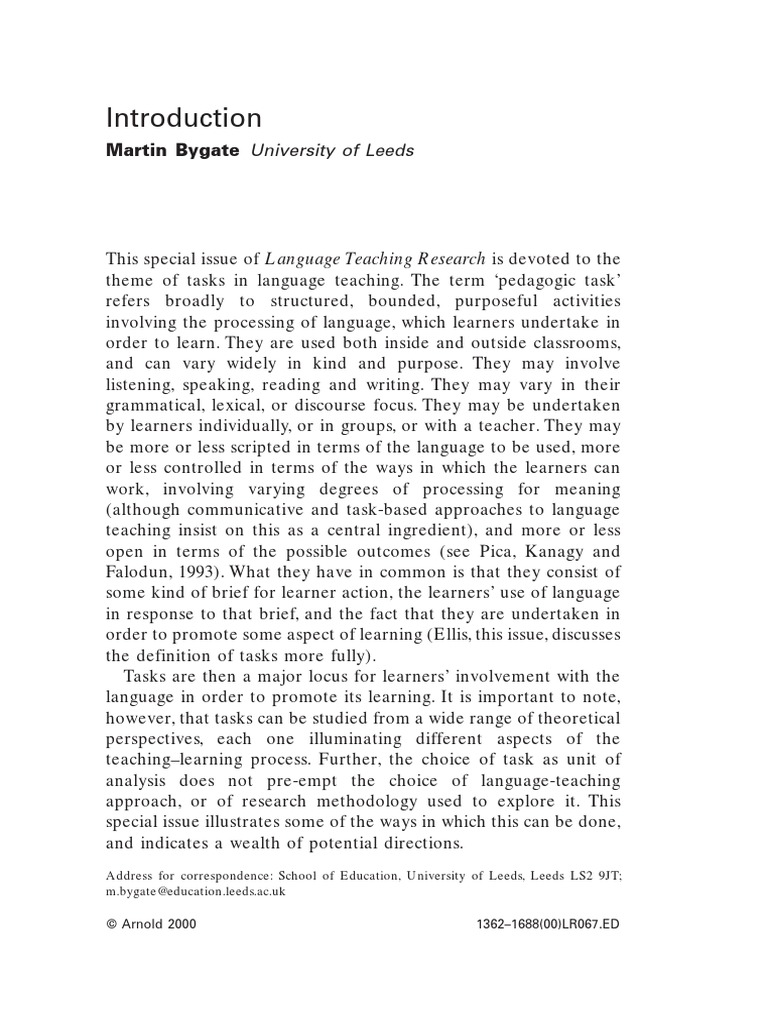 Bygate 2000 | PDF | Pedagogy | Second Language