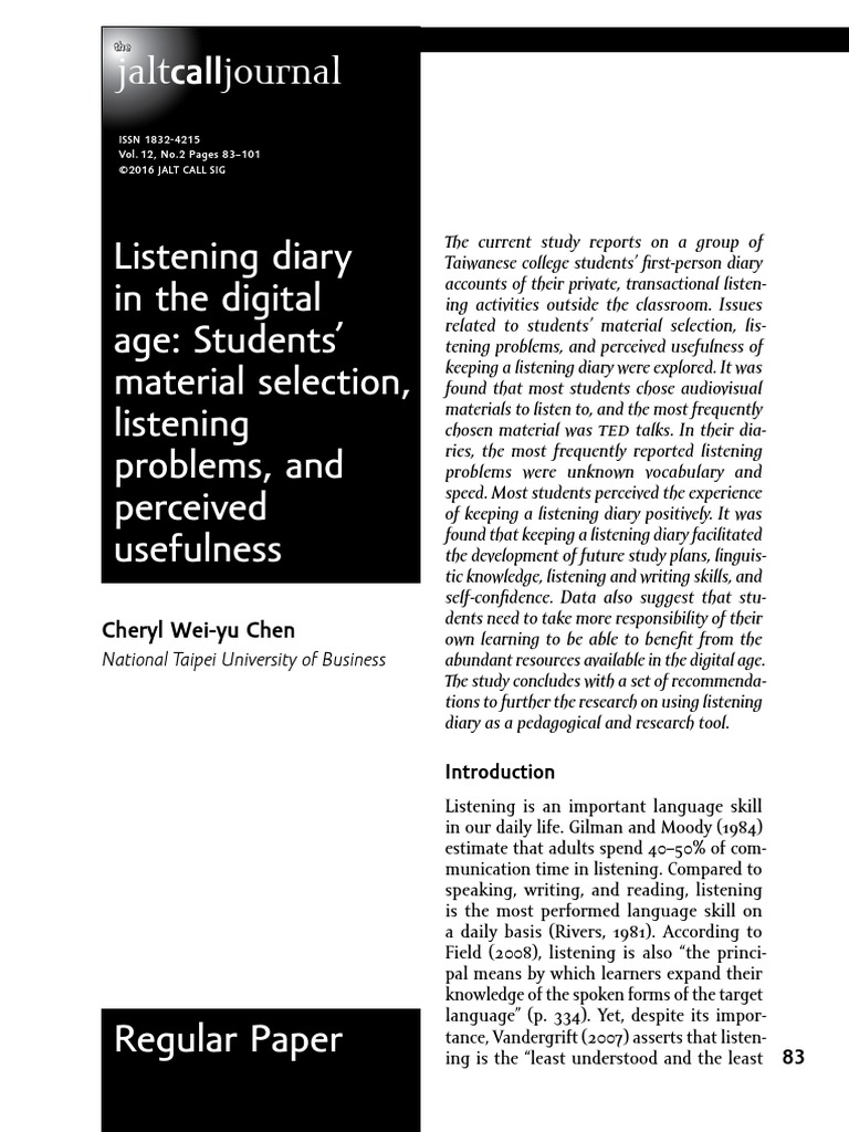Listening Diary | PDF | Reading Comprehension | Speech