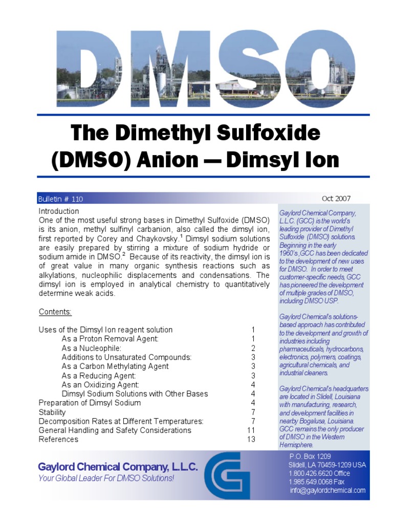 The Dimethyl Sulfoxide (DMSO) Anion - Dimsyl Ion: Gaylord Chemical ...
