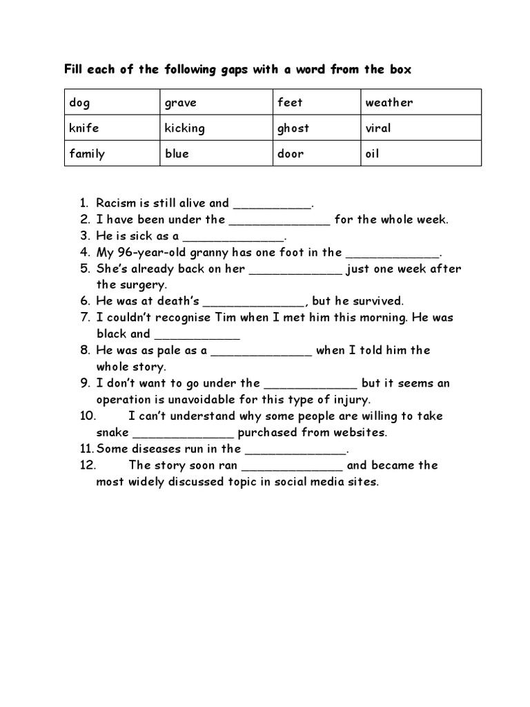 Idioms and Expressions Exercise | PDF