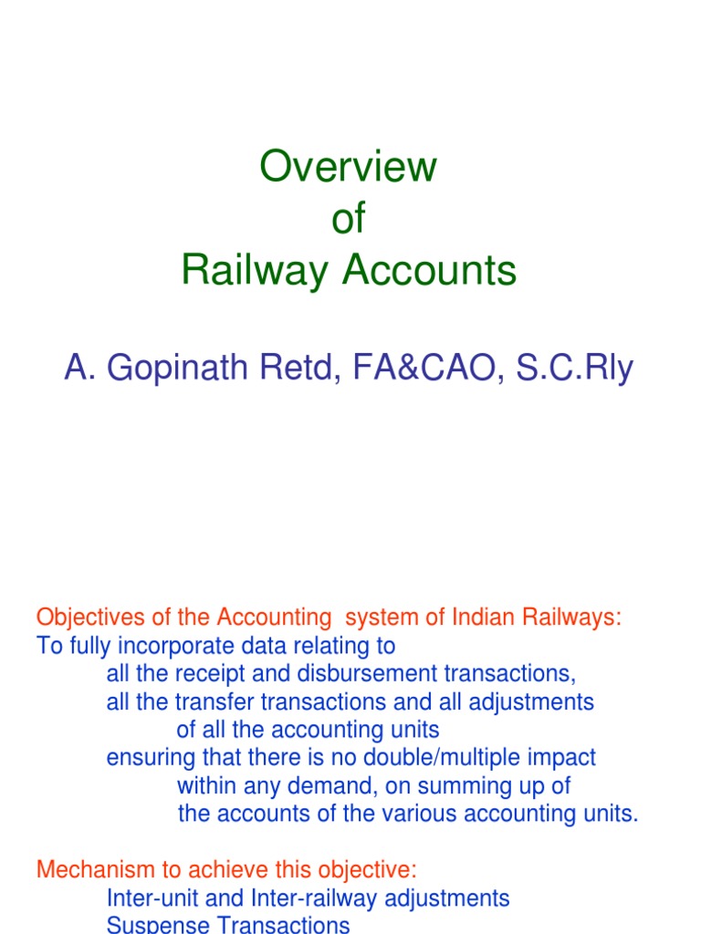 Overview If Railway Accounts | PDF | Expense | Debits And Credits
