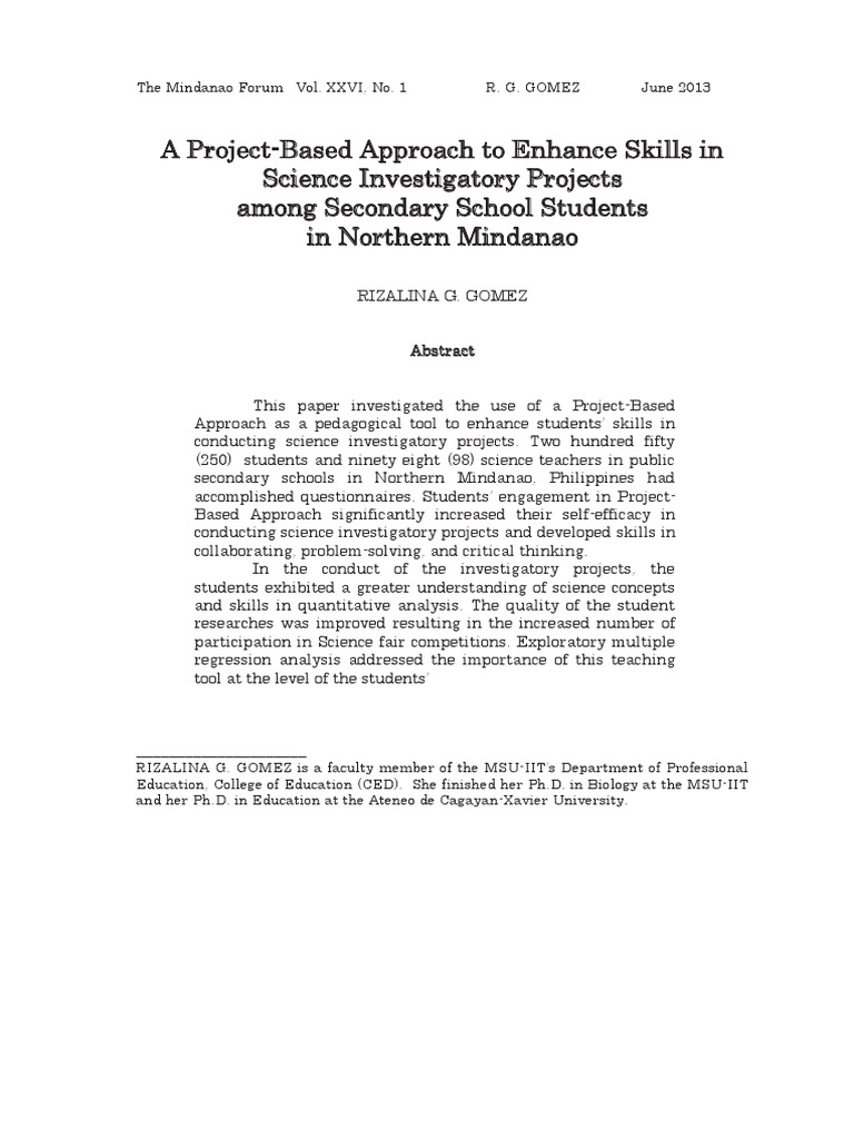 Enhancing Science Skills via Project-Based Learning | PDF | Project ...