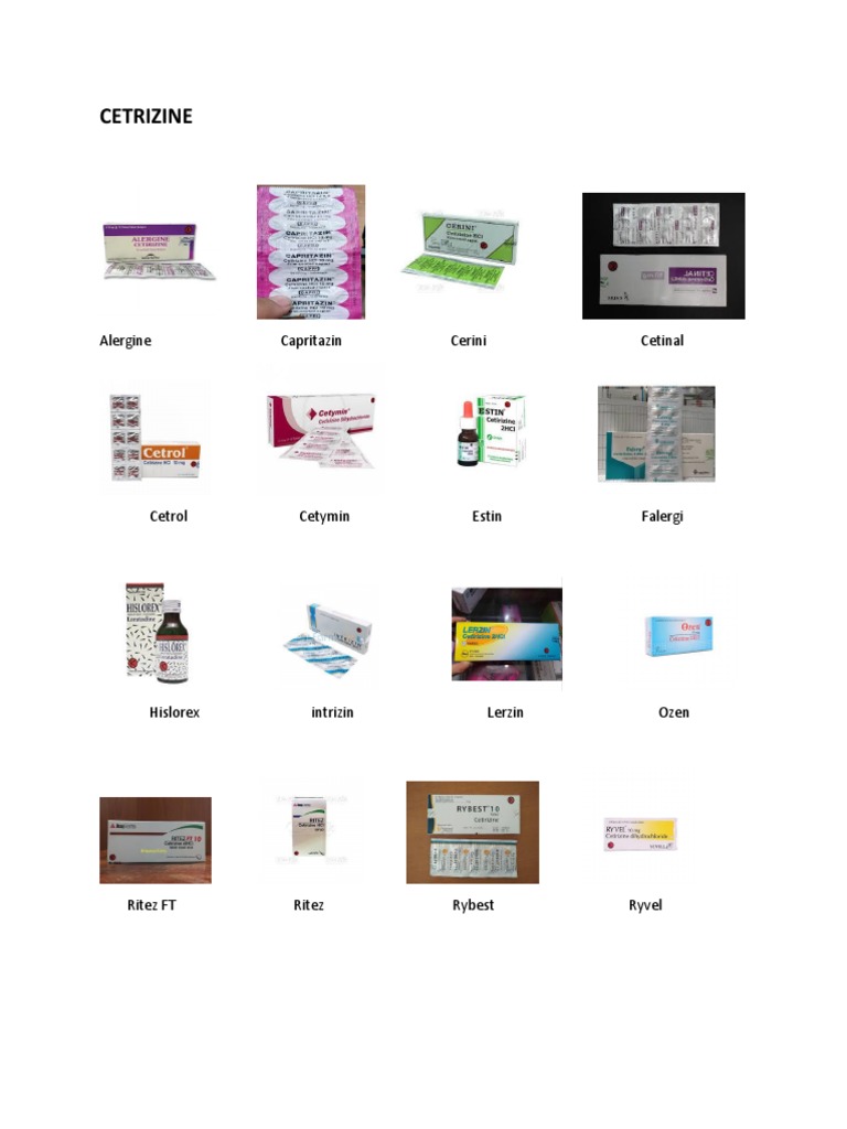 Cetrizine: Alergine Capritazin Cerini Cetinal | PDF