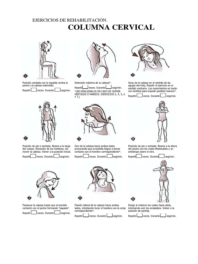 Ejercicios de Rehabilitación Cervical | PDF | Hombro | La columna vertebral