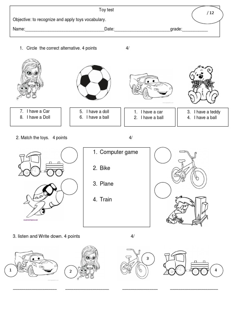 Toy Vocabulary Test for Kids | PDF
