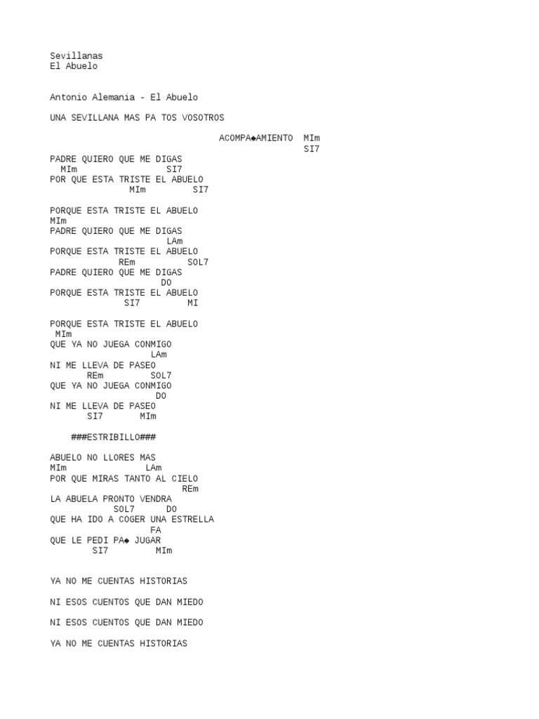 Letra El Abuelo | PDF