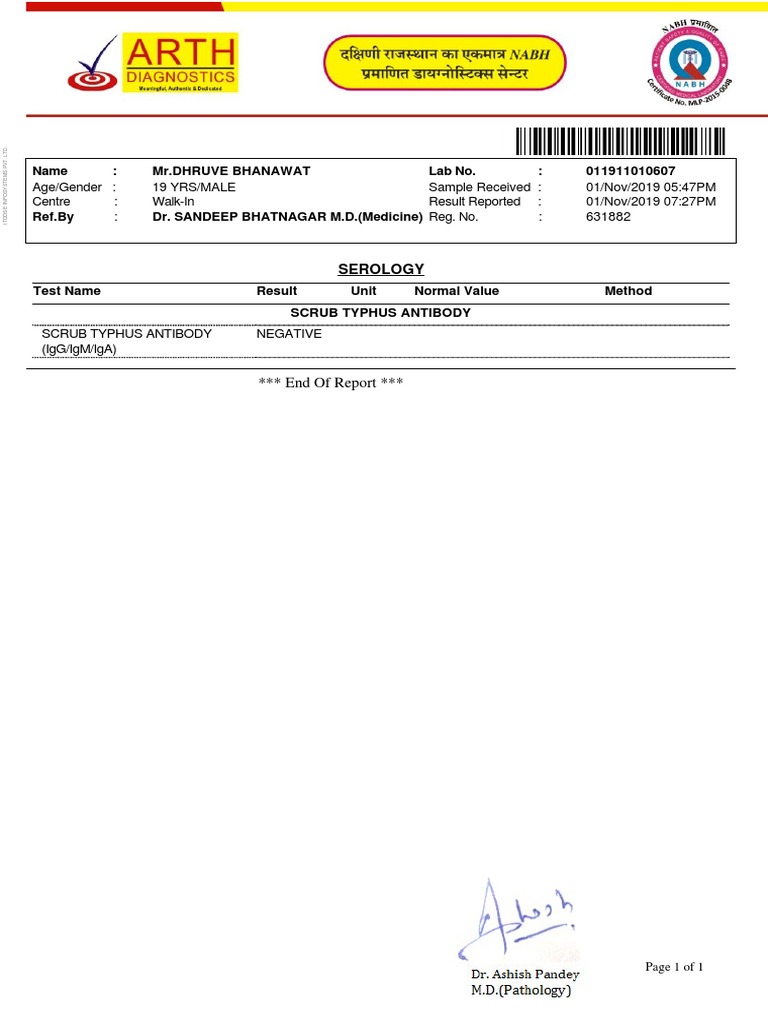 End of Report : Serology | PDF