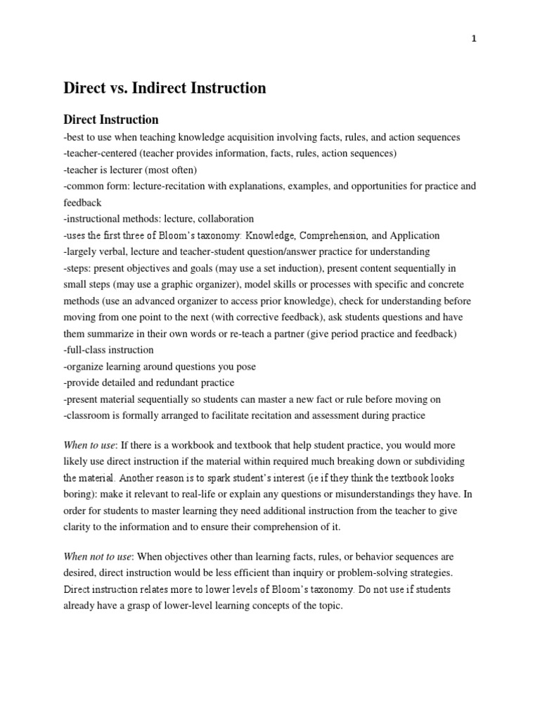 Direct Vs Indirect | PDF | Reading Comprehension | Learning