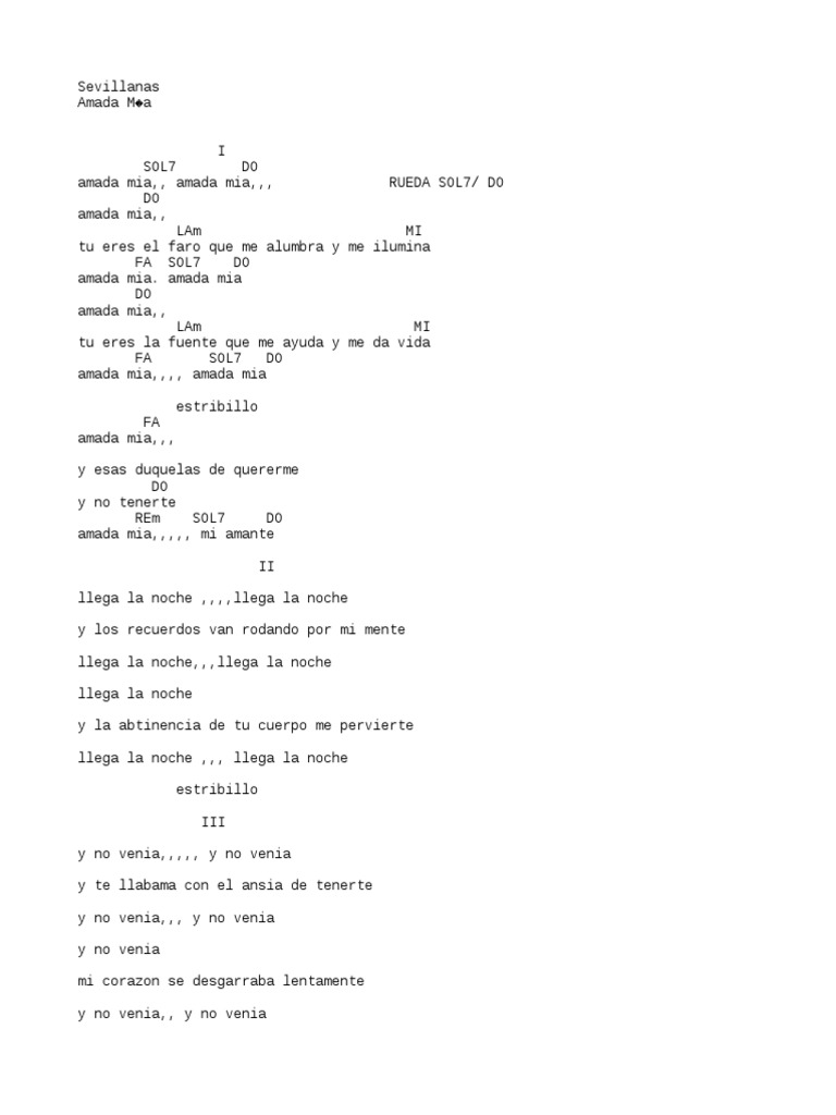 Letra Amada Mia | PDF