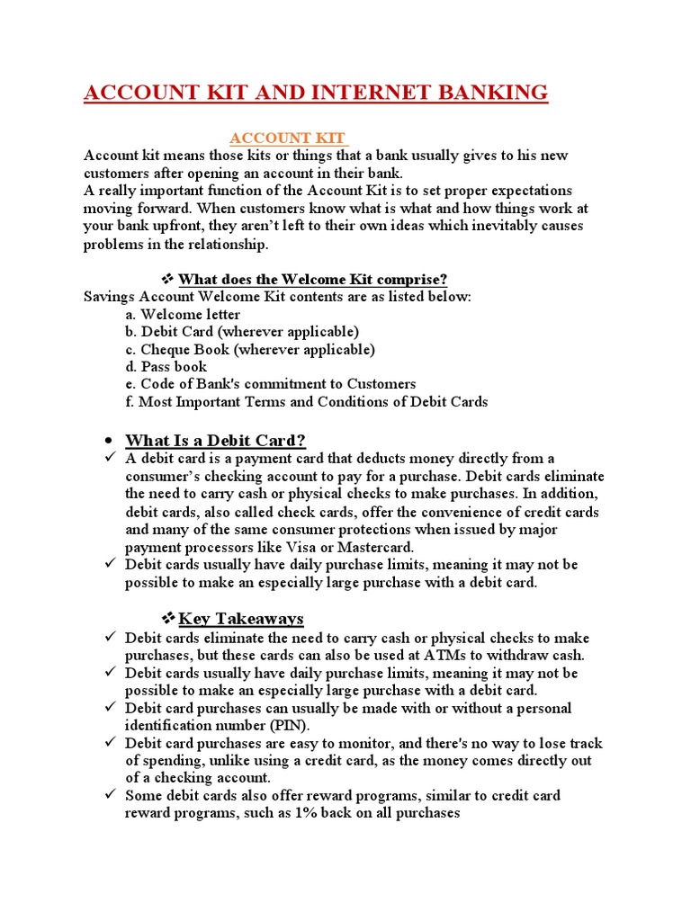 Account Kit and Internet Banking: - What Is A Debit Card? | PDF | Debit ...