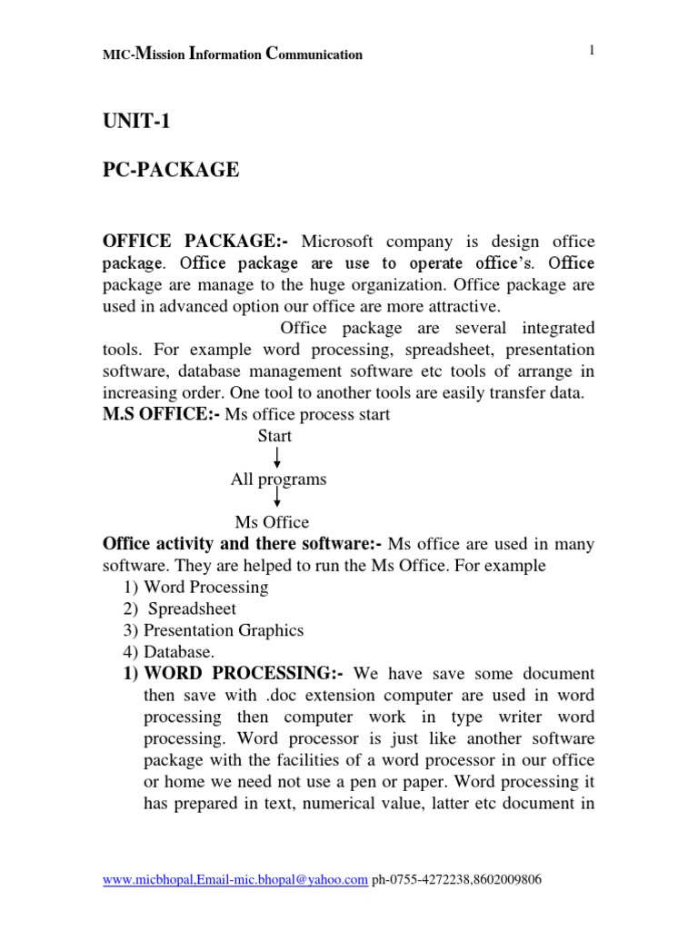 PC Package | PDF | Microsoft Word | Spreadsheet