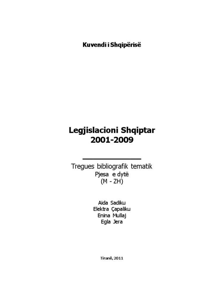 Legjislacioni Shqiptar 2001 2009 | PDF