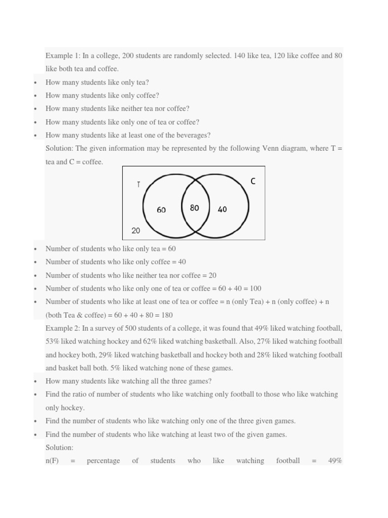Venn Diagram Problems and Solutions | PDF | Teaching Mathematics