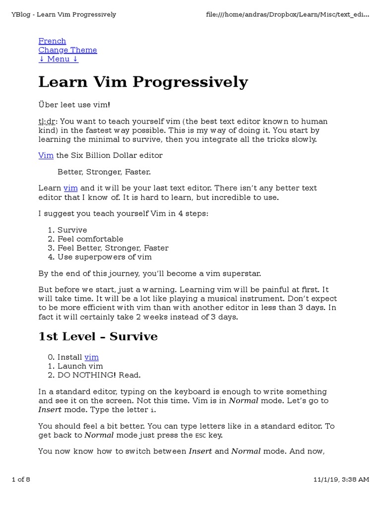 Learn Vim Progressively-Min | PDF | Computing | Software