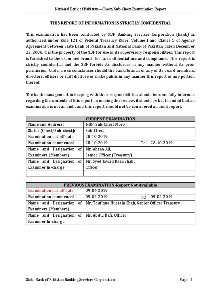 Moro 01 NBP Chest Examination Report Main Body | PDF | Bank Vault ...