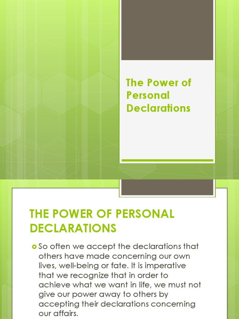 The Power of Personal Declarations | PDF | Metaphysics Of Mind ...