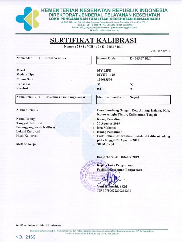 Sertifikat Kalibrasi | PDF